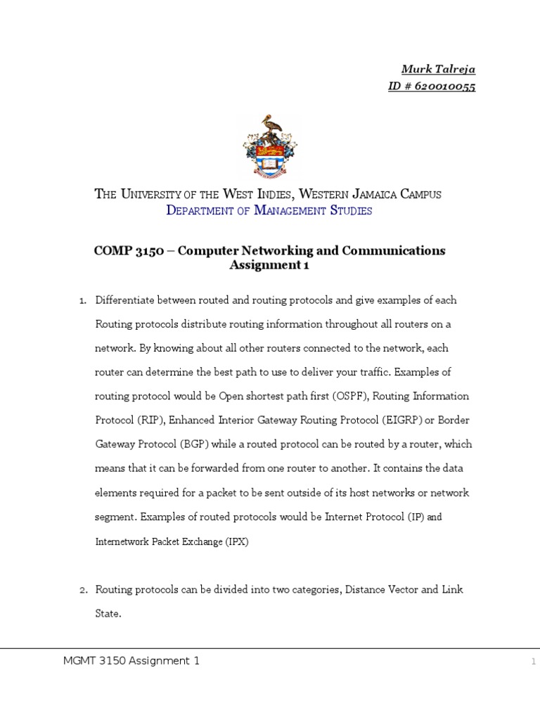 Assignment 1 Pdf Routing Router Computing 7239