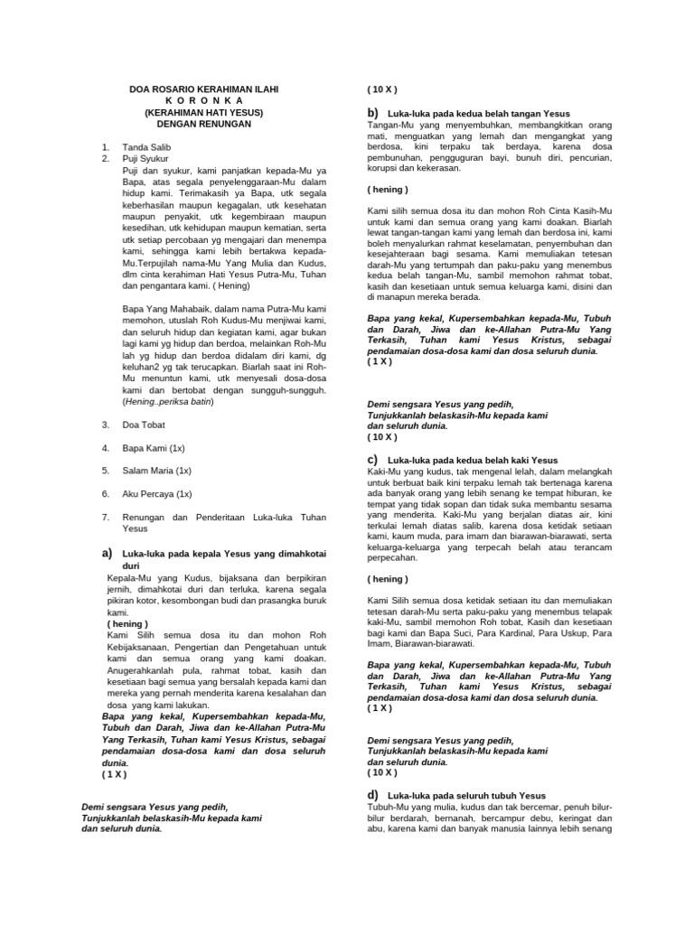 Doa Rosario Kerahiman Ilahi | PDF