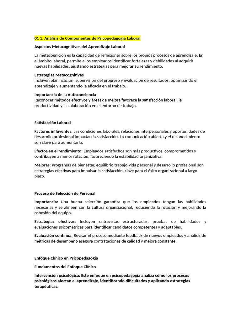 01 1RESUMEN Psps Laboral | PDF | Metacognición | Aprendizaje