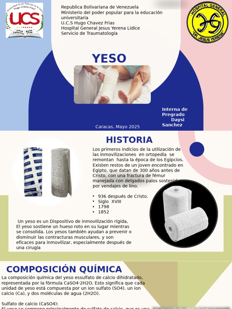 Tipos y Composición del Yeso Médico | PDF | Yeso | Traumatologia