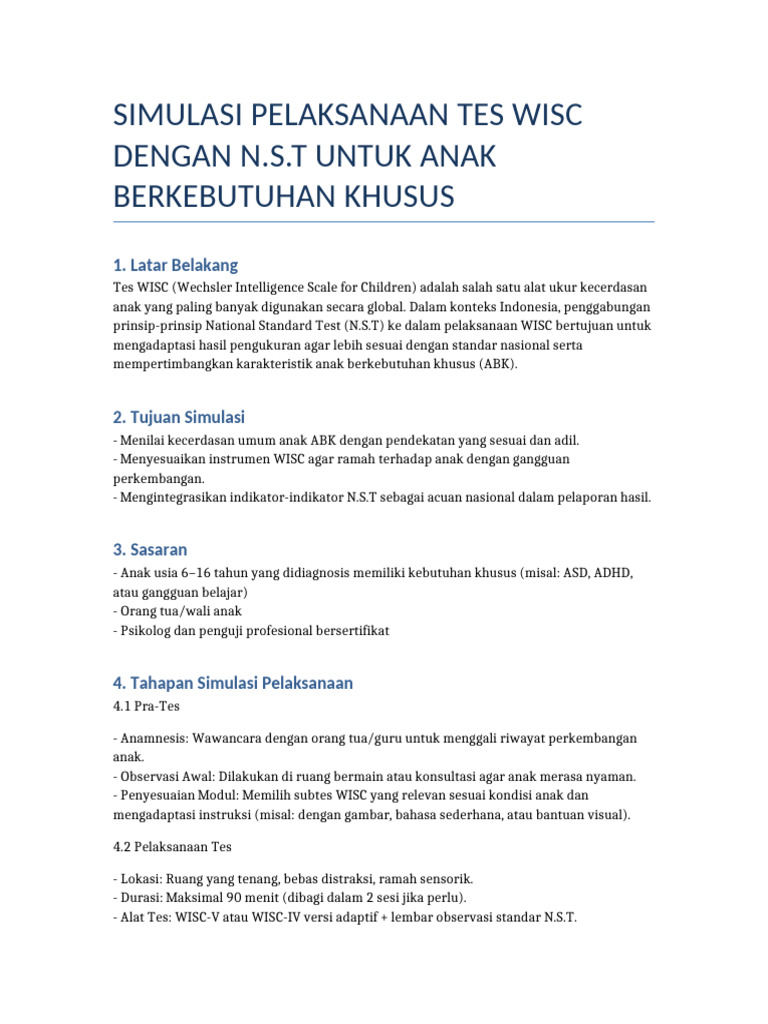 Simulasi Tes WISC untuk Anak ABK | PDF