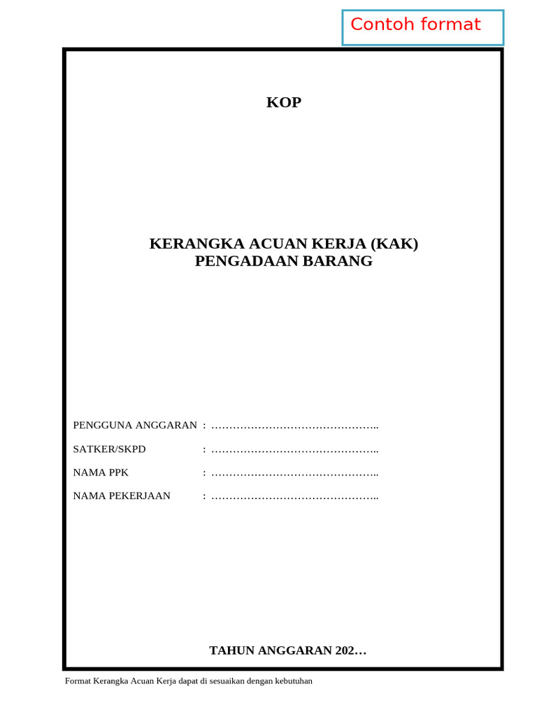 Format KAK Pengadaan Barang | PDF