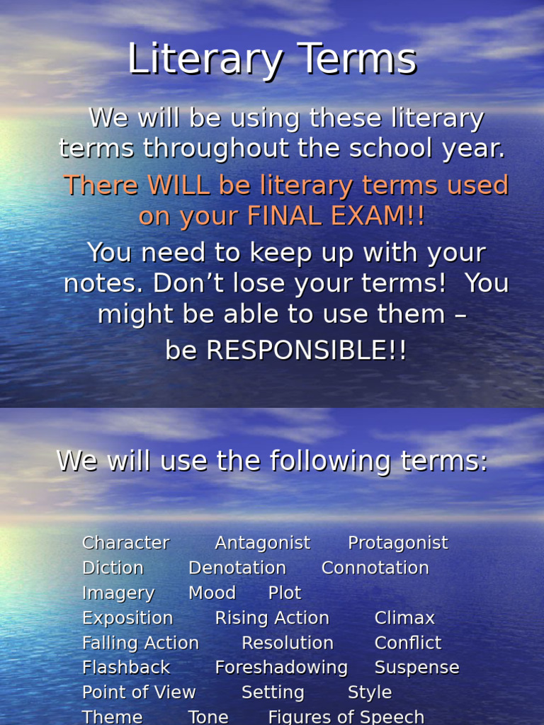 Literary Terms Power Point | PDF | Plot (Narrative) | Narration