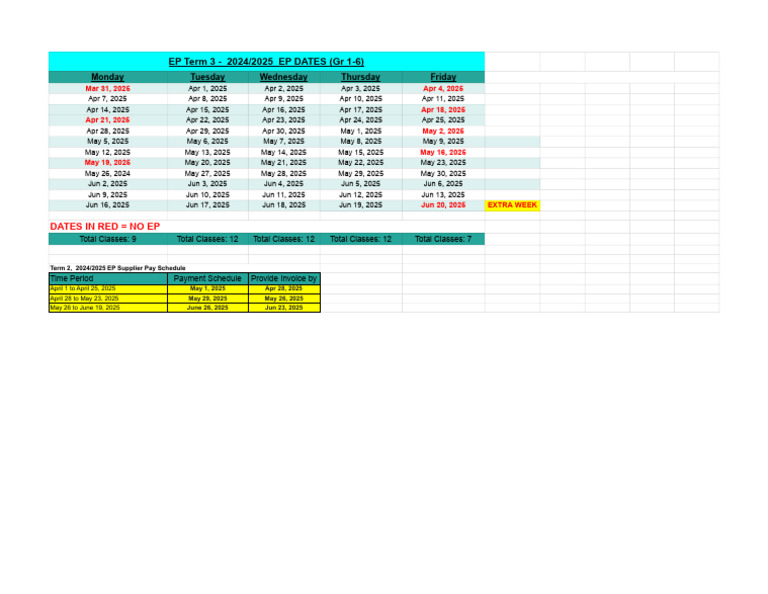 EP Calendar 2025-26 Overview | PDF