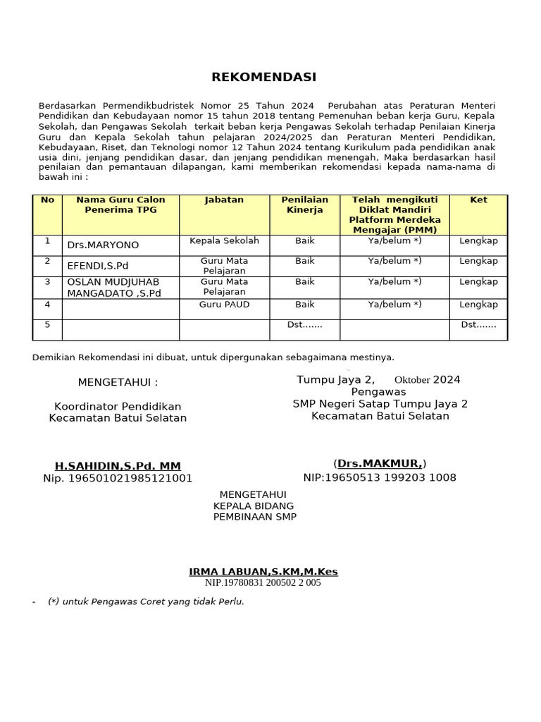 REKOMENDASI Serti | PDF