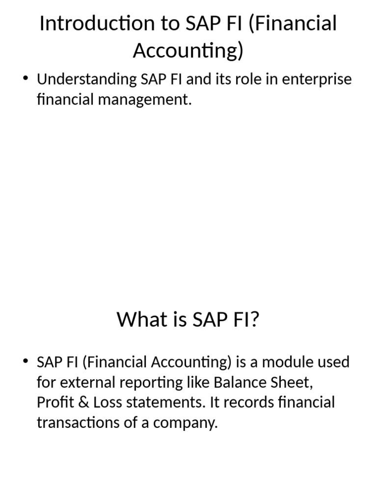 SAP FI Presentation | PDF