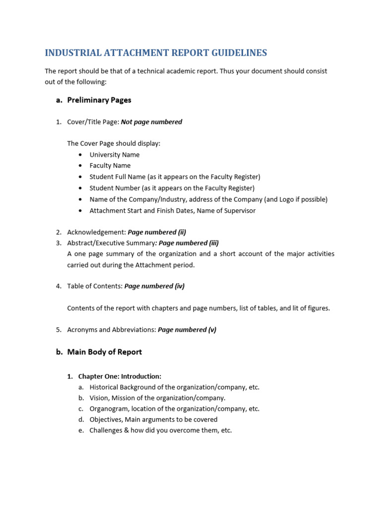 Industrial Attachment Report Writting Format 2025 | PDF | Books ...