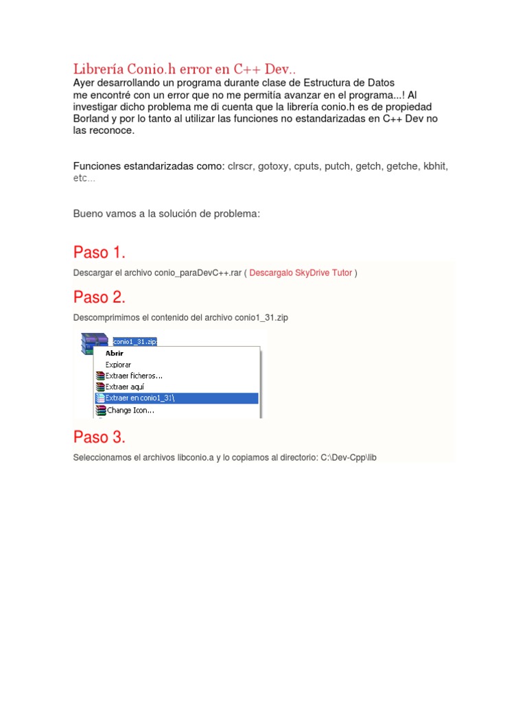 Solución a conio.h en Dev-C++ | PDF | Informática