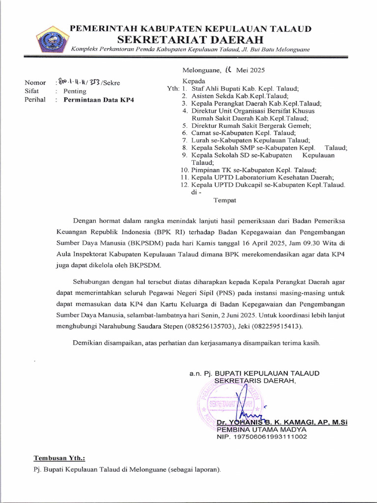 Permintaan Data KP4 | PDF