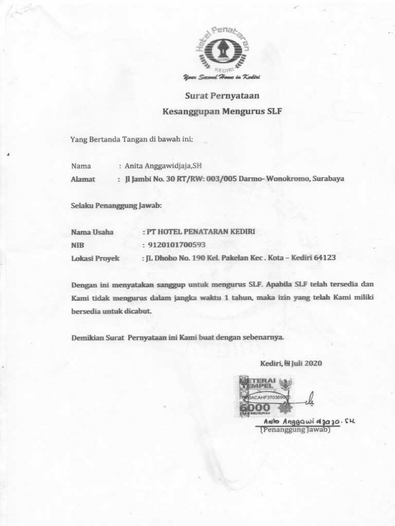 Surat Pernyataan SLF | PDF