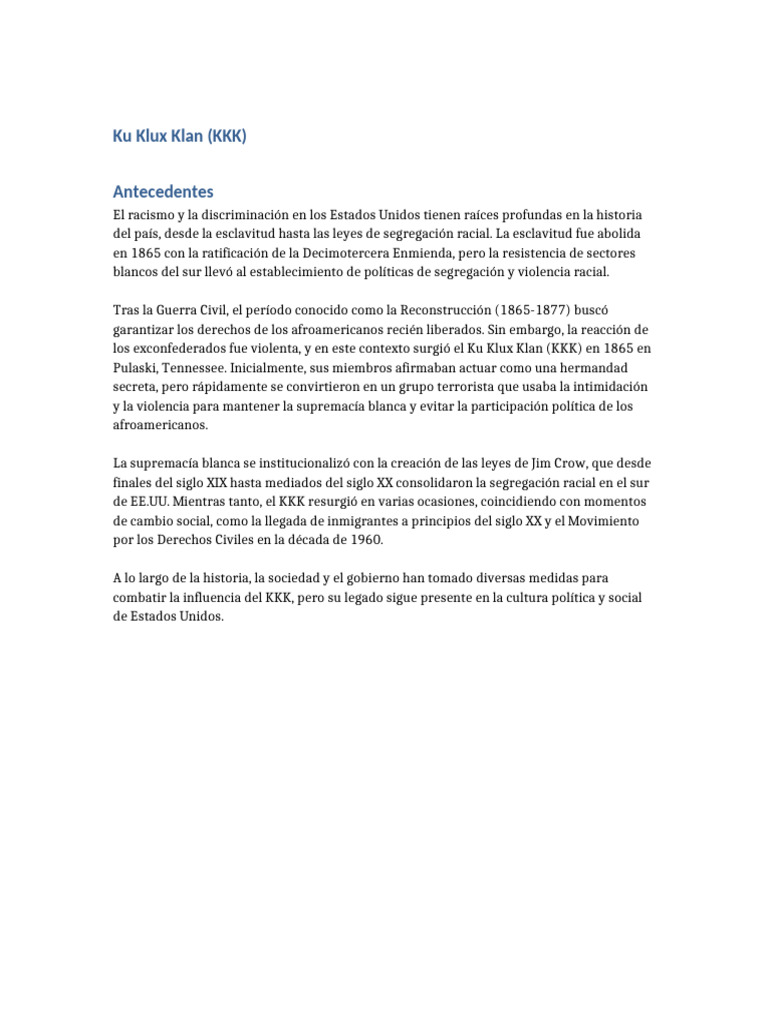 Ku Klux Klan Actualizado | PDF
