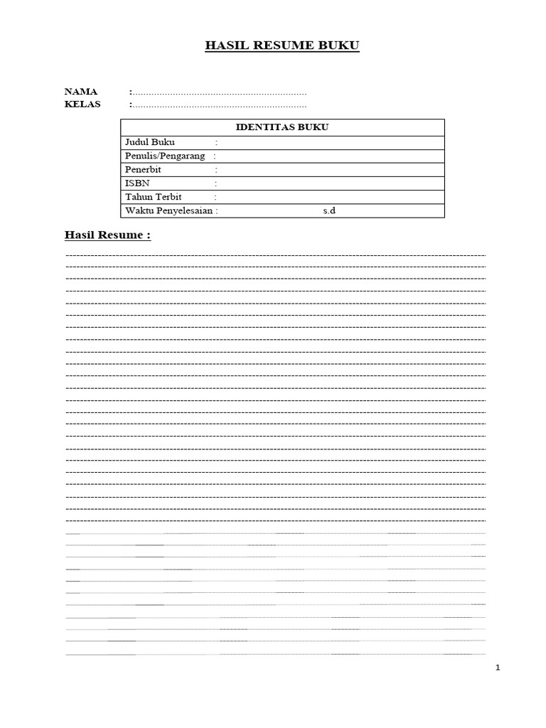 Contoh Format Resume Buku | PDF