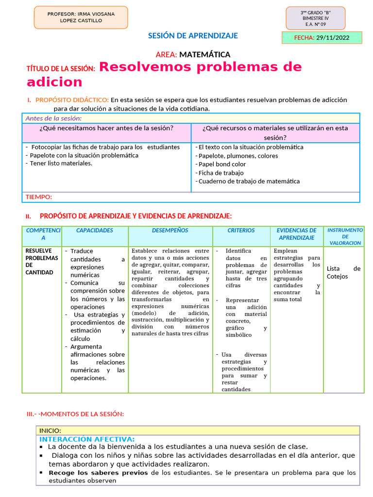 Sesión 1 Experiencia 9-2022 Matemática - Resolvemos Problemas de ...
