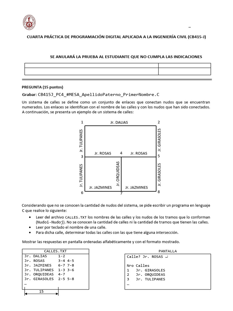 Cuarta Práctica de Programación Digital Aplicada A La Ingeniería Civil (Cb415-J) | PDF ...