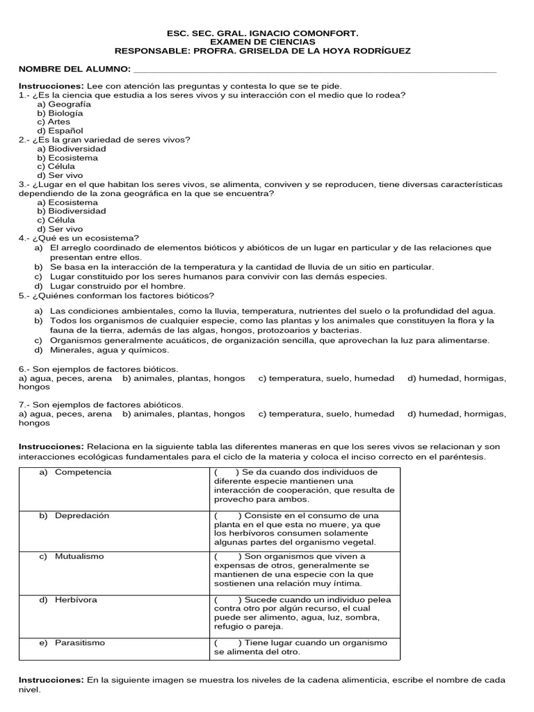 Exmen 1 Trimestre | PDF | Ecosistema | Organismos