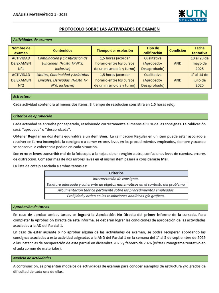 Protocolo de Las Actividades de Examen N°1 y N°2 - AMI - UTN FRA - 2025 | PDF | Función ...
