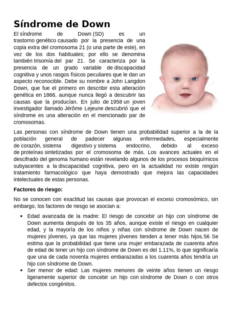 Síndrome de Down | PDF | Síndrome de Down | Enfermedades y trastornos