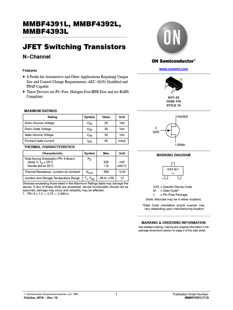 MMBF4391LT1-D # Q78, Q79, Q80 | PDF | Field Effect Transistor | Electrical Impedance