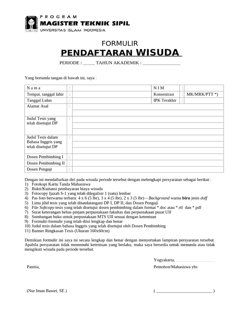 Form Pendaftaran Wisuda | PDF