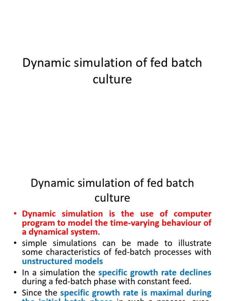 Dynamic Simulation of Batch, Fedbatch and Continuous Culture | PDF ...