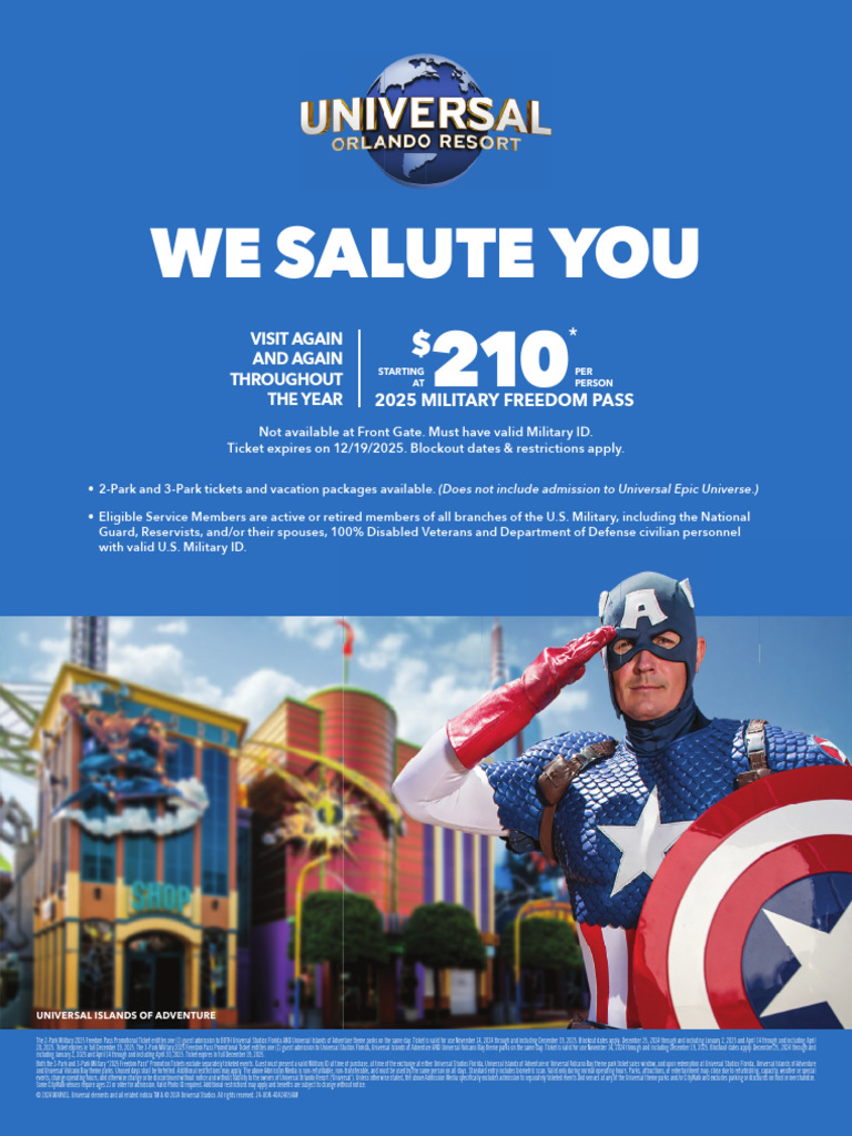2025 Military Freedom Pass Overview | PDF | Universal Orlando