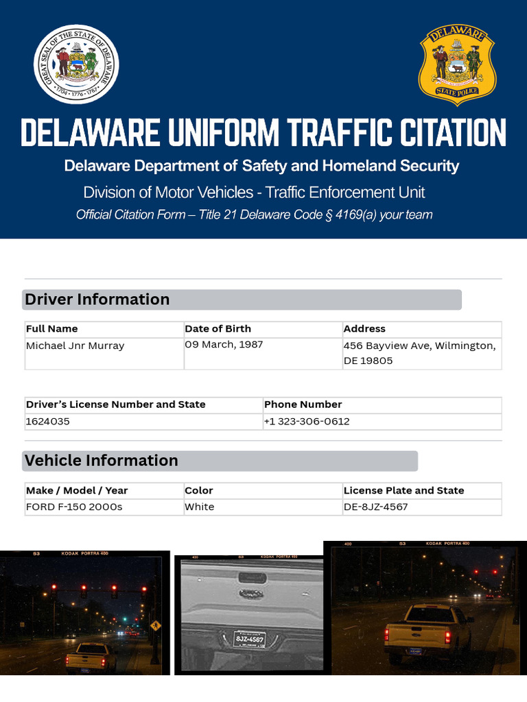 Delaware Uniform Citation.pdf | PDF