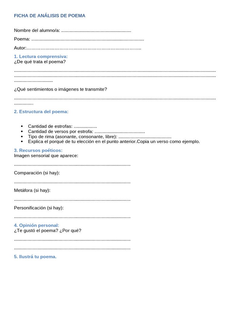 Ficha de Analisis Poema | PDF