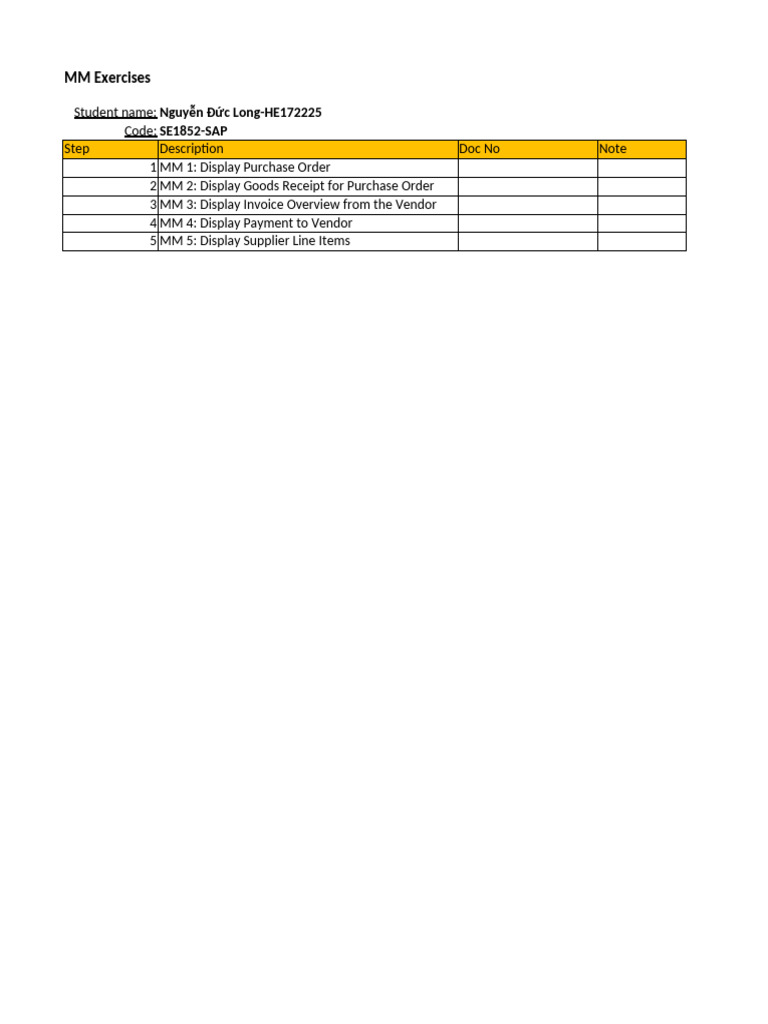 SAP MM Excercise Result | PDF