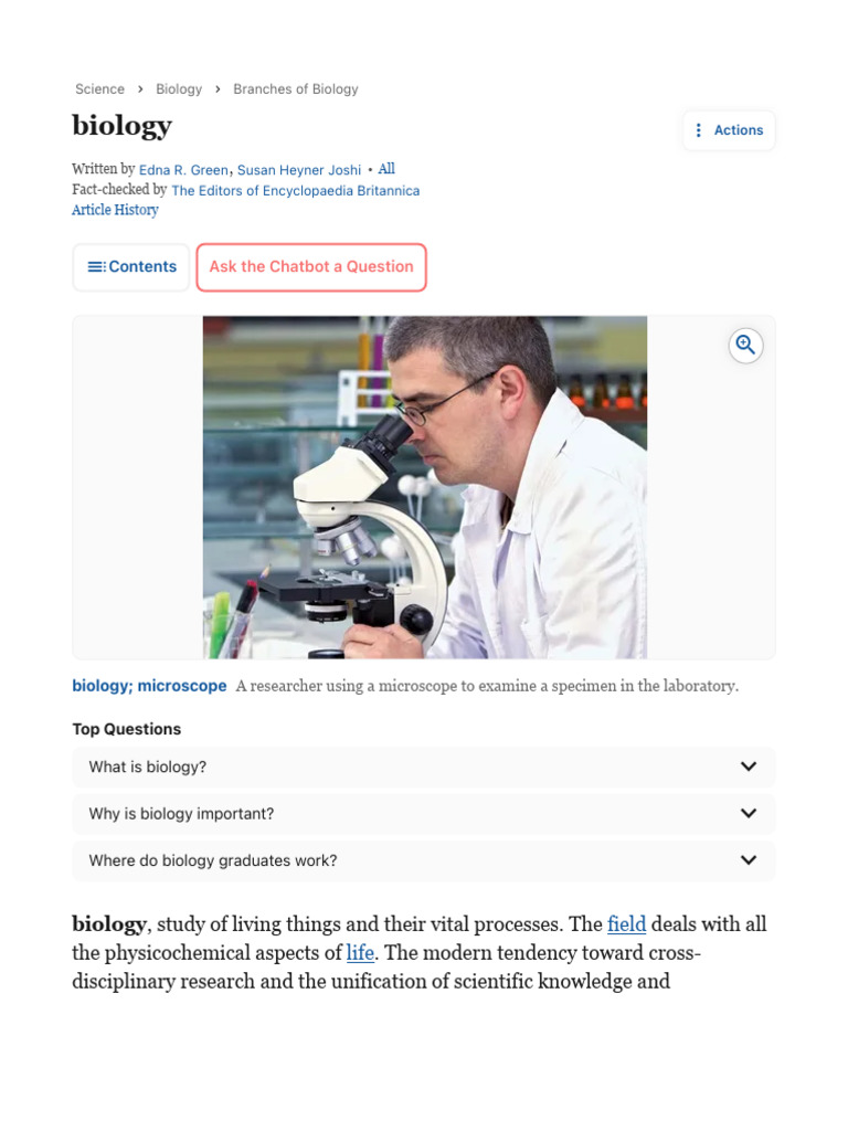 Biology - Definition, History, Concepts, Branches, & Facts - Britannica ...