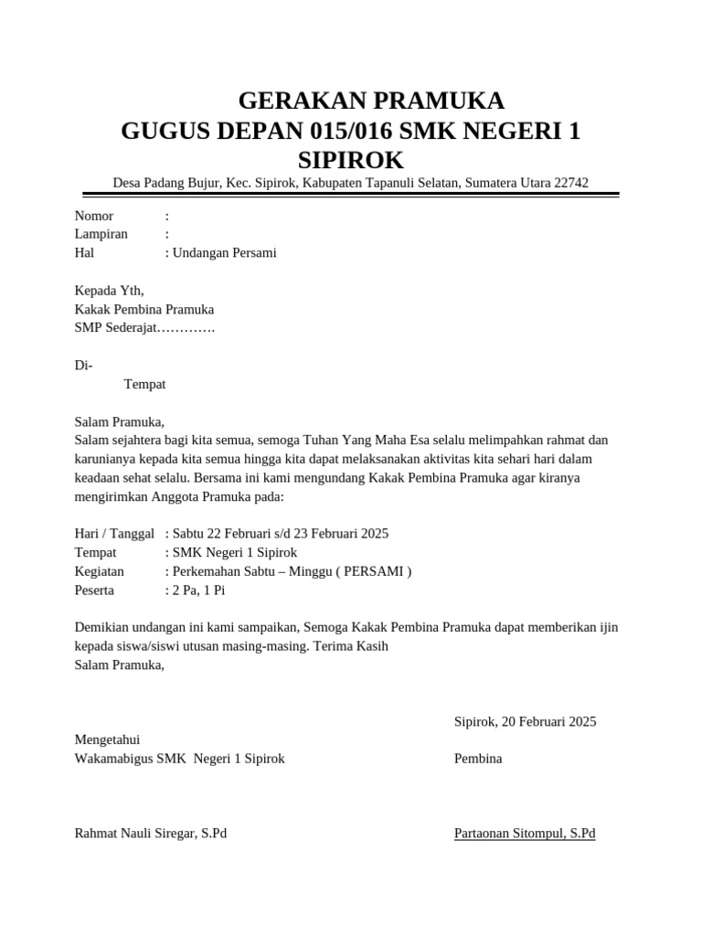 Surat Undangan PERSAMI | PDF