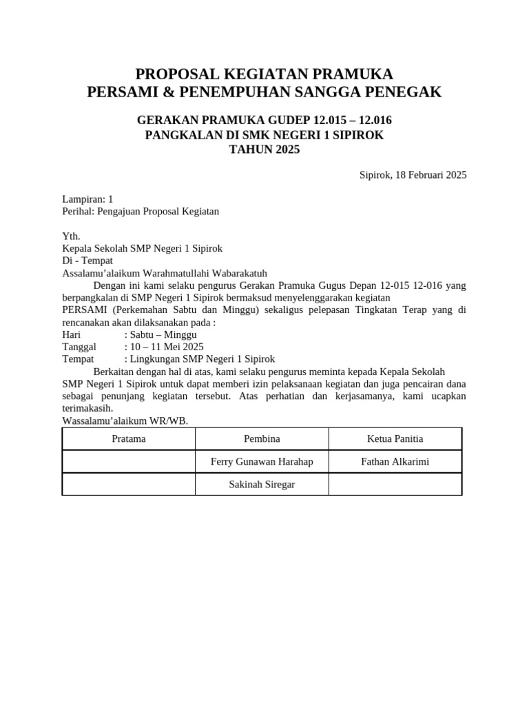 Proposal Kegiatan Pramuka | PDF