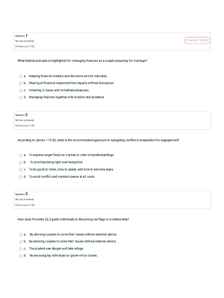 Quiz - Preparing For Possible Engagement and Betrothal and Marriage (Page 1 of 2) - CLI | PDF ...