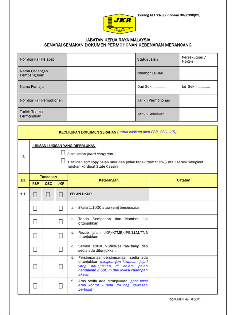 Senarai Semakan Borang 11B JKR | PDF
