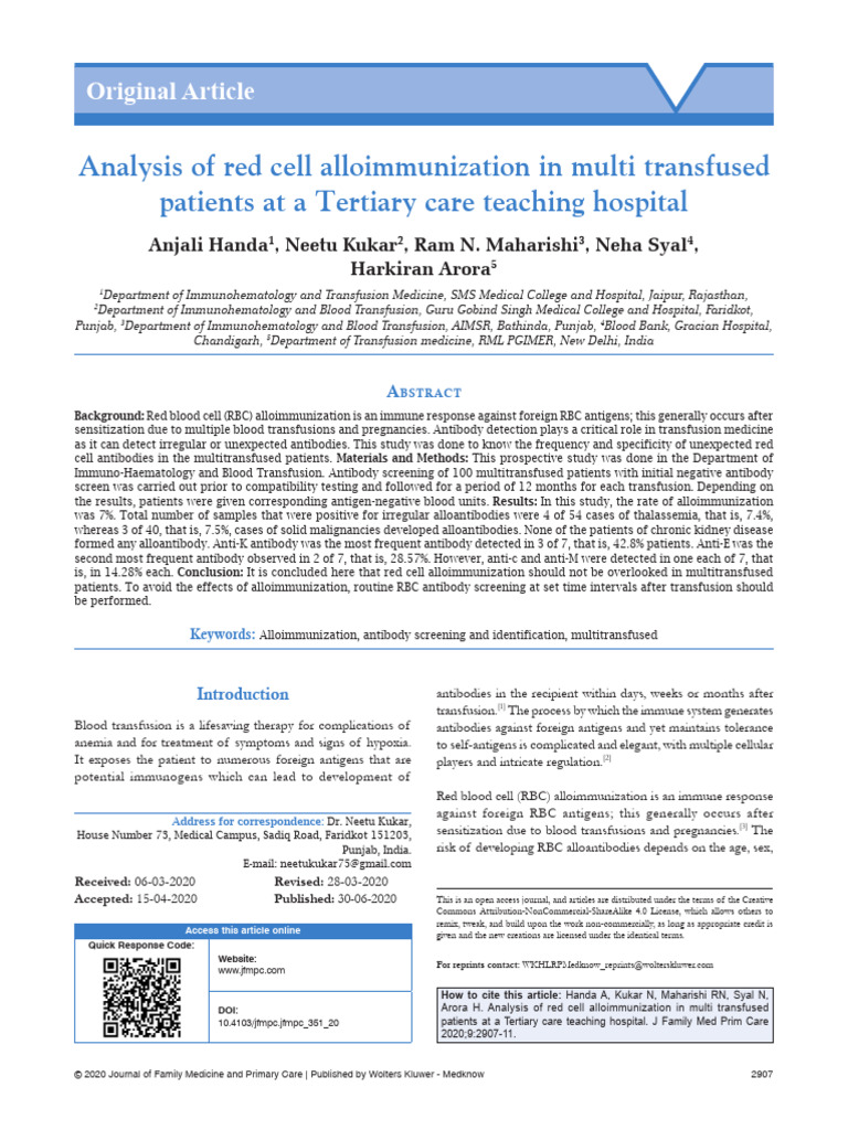 Handa-2020-Analysis of Red Cell Alloimmunization in Multi Transfused ...
