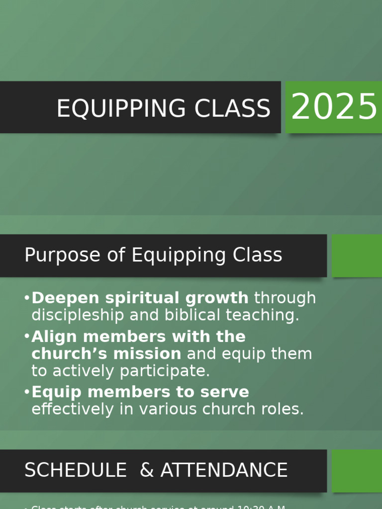 Equipping Class Orientation | PDF