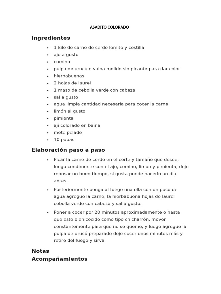 Asadito Colorado Santa Cruz | PDF