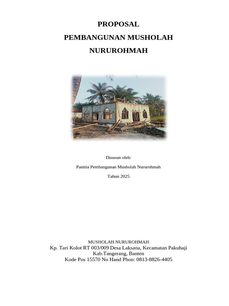 Proposal Pembangunan Musholah Nururohmah | PDF