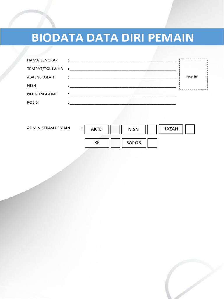 Formulir Penambahan Pemain SSB Liga Top Skor Jambi | PDF