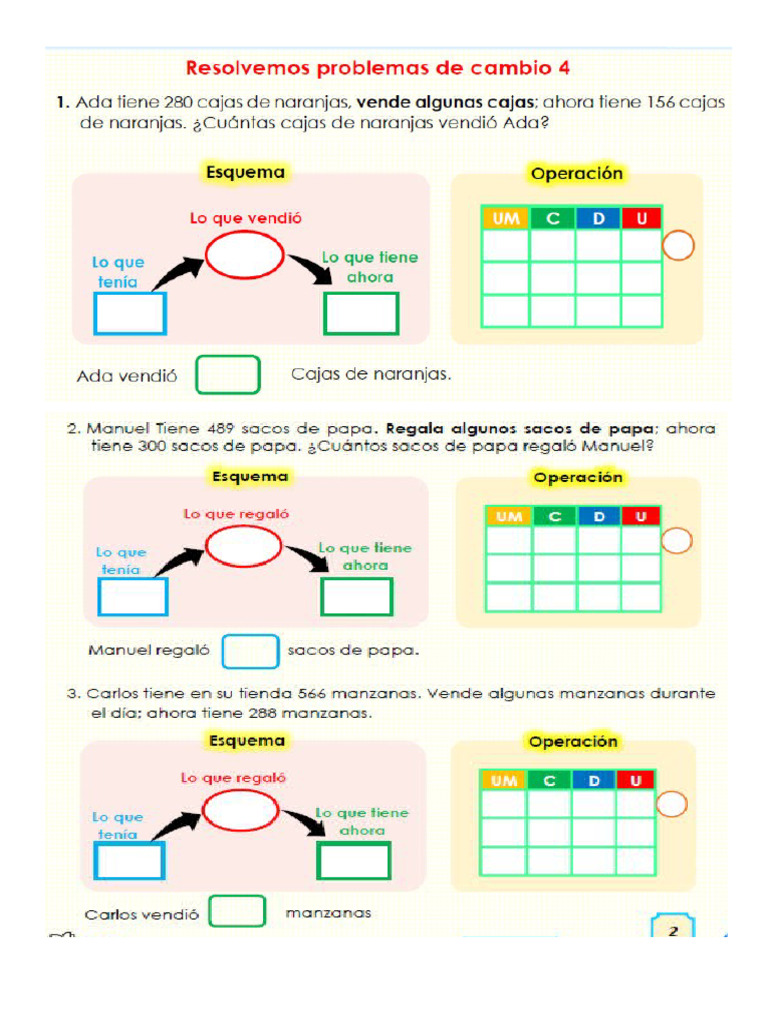 Problemas de Adicion y Ssustraccion. | PDF