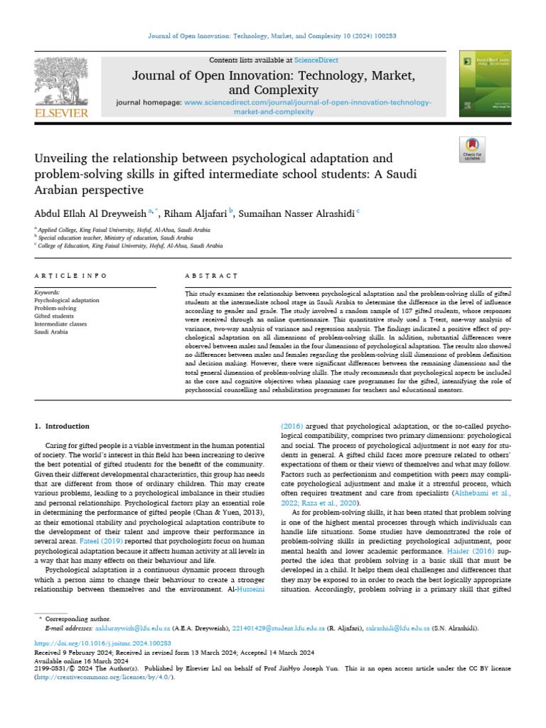 Psychological Adaptation in Gifted Students | PDF | Psychology ...