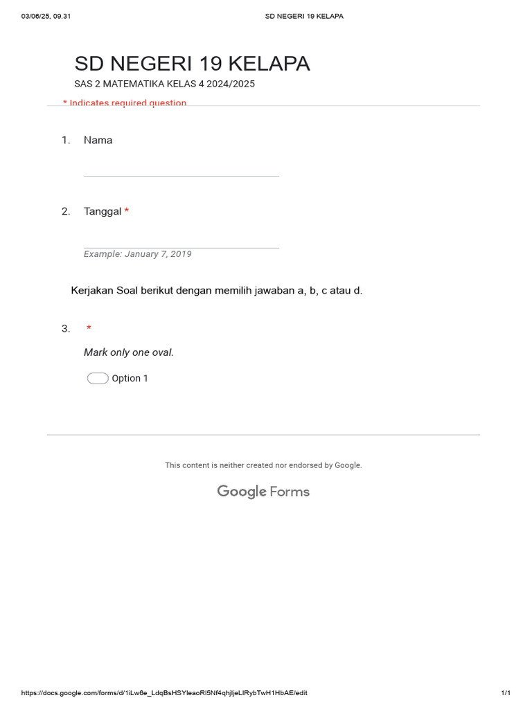 Sas Matematika - Google Forms | PDF