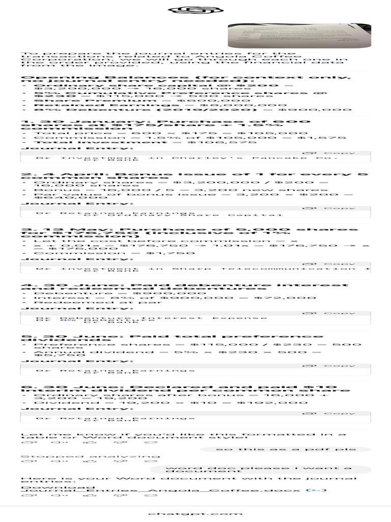 Journal Entries Summary | PDF