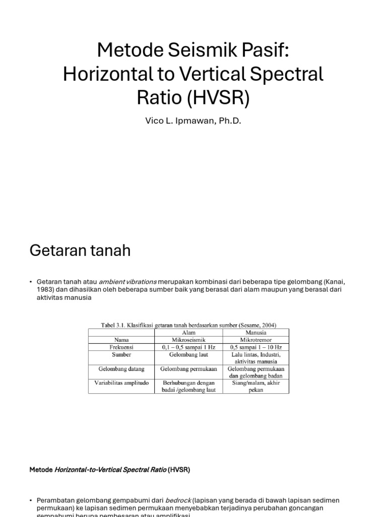 Metode HVSR dalam Analisis Seismik | PDF