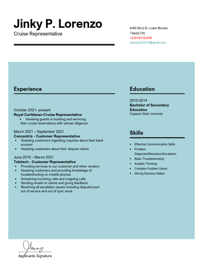 Jinky Lorenzo CV | PDF