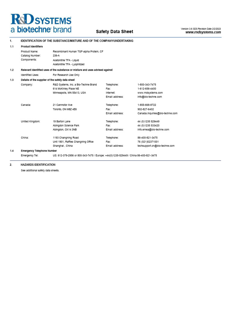 239-A SDS | PDF | Personal Protective Equipment | Toxicity