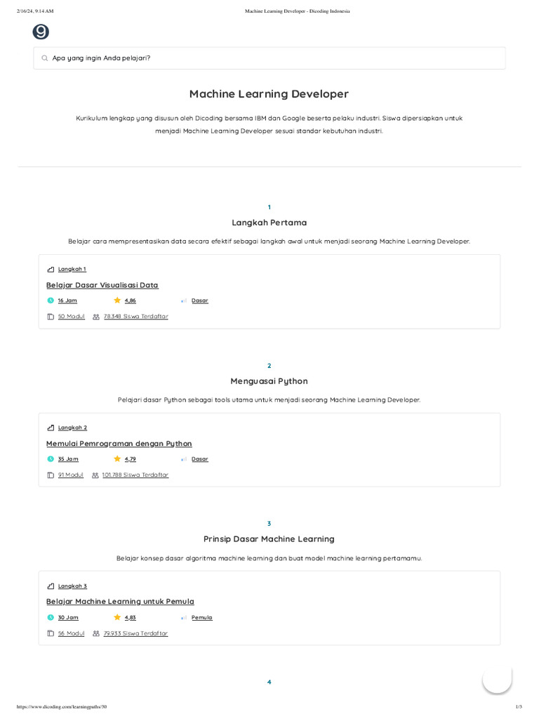 Machine Learning Developer - Dicoding Indonesia | PDF