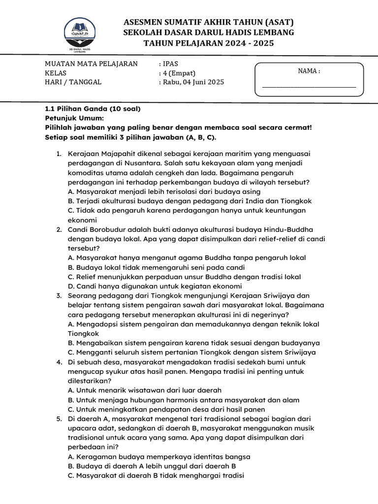 Soal Ipas (Asat) | PDF