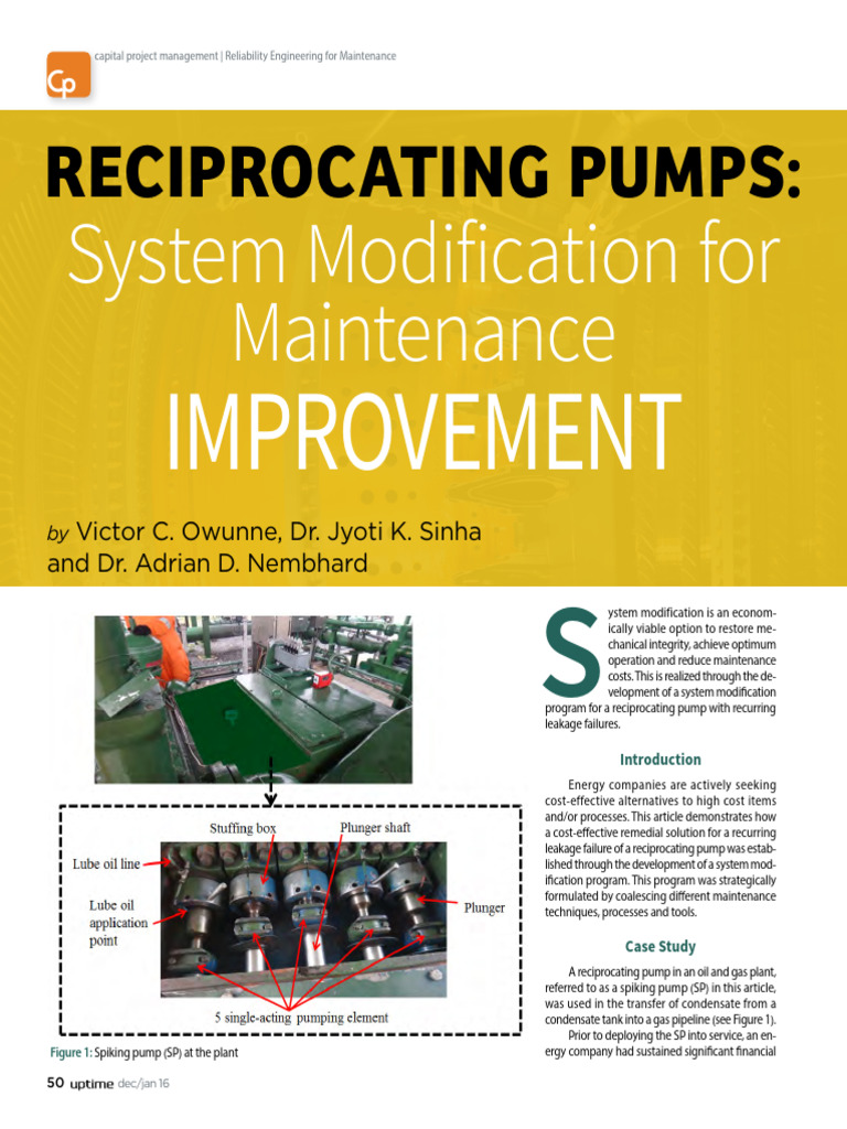 Pump Recip Leakages Uptime | PDF | Pump | Reliability Engineering