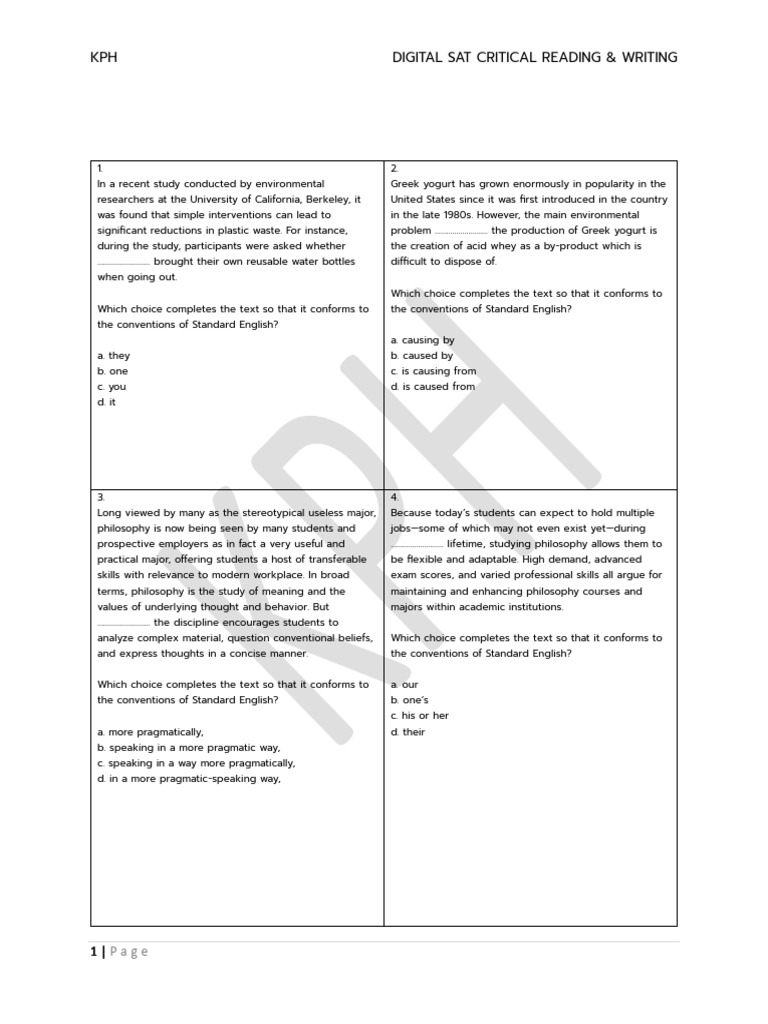 Digital Sat Grammar Practice | PDF | Spreadsheet