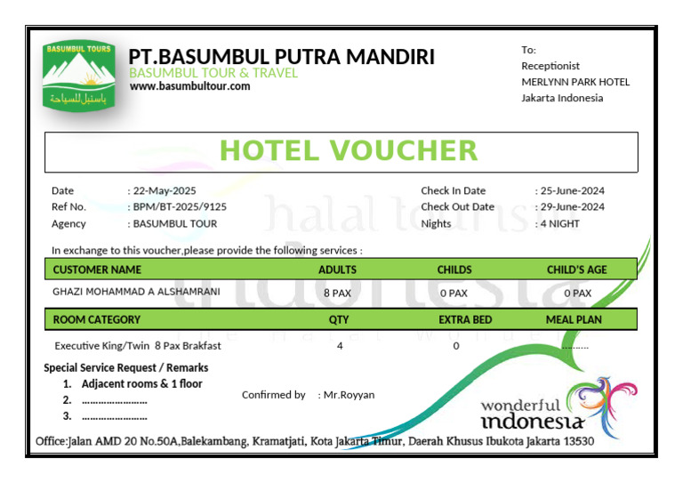 Contoh Voucher Hotel | PDF